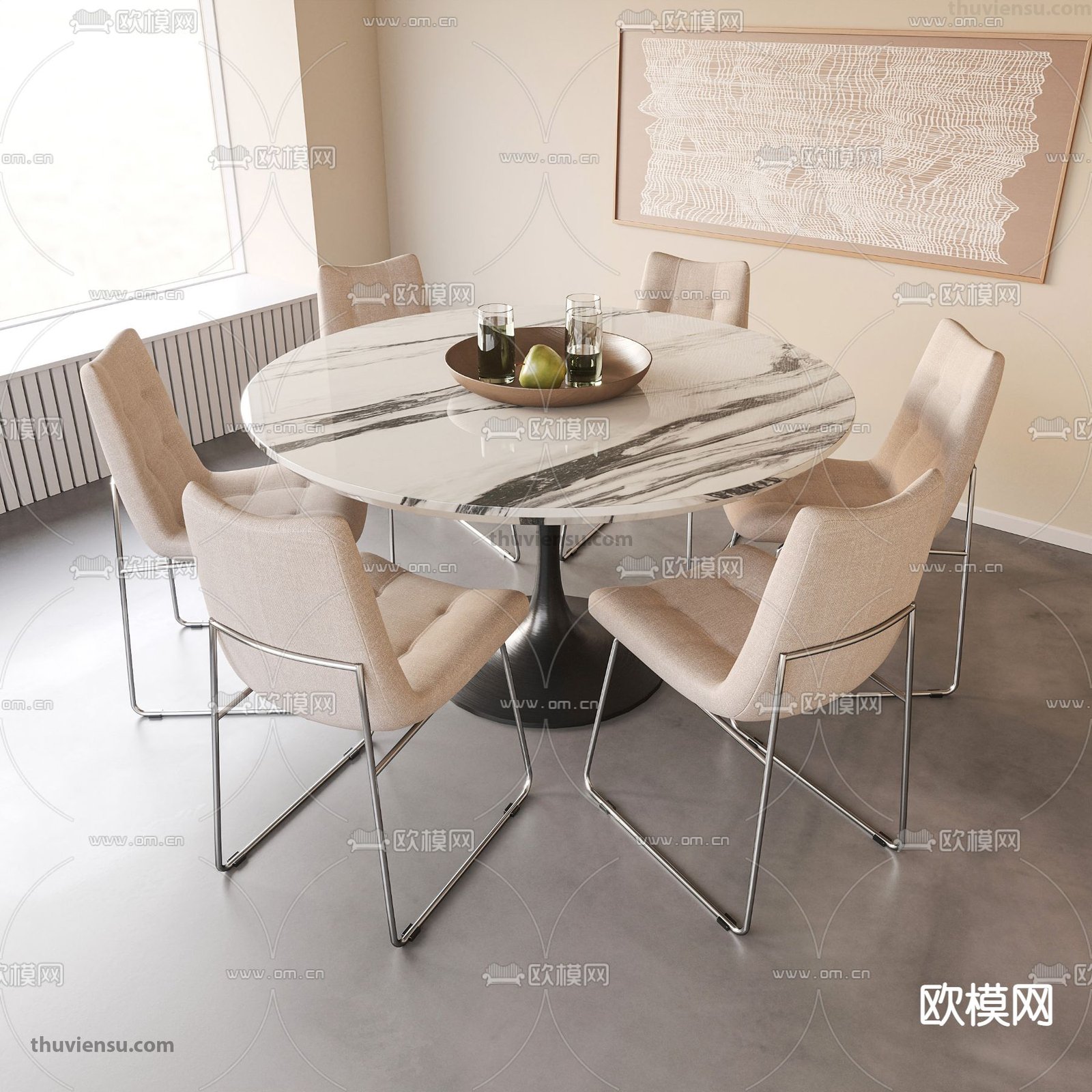 SU Table + Chair-14096873-SU - Thư Viện KTS
