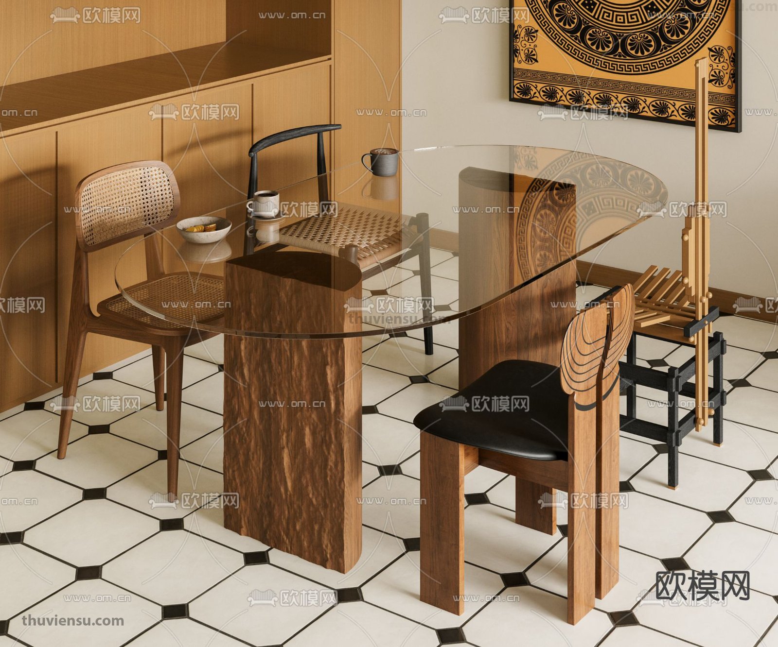 SU Table + Chair-14113804-SU - Thư Viện KTS