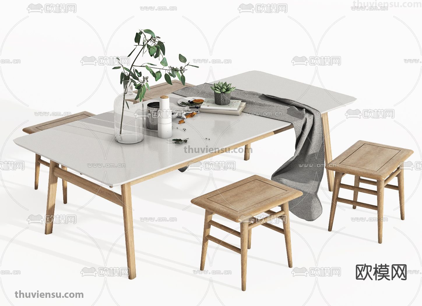SU Table + Chair-14122918-SU - Thư Viện KTS