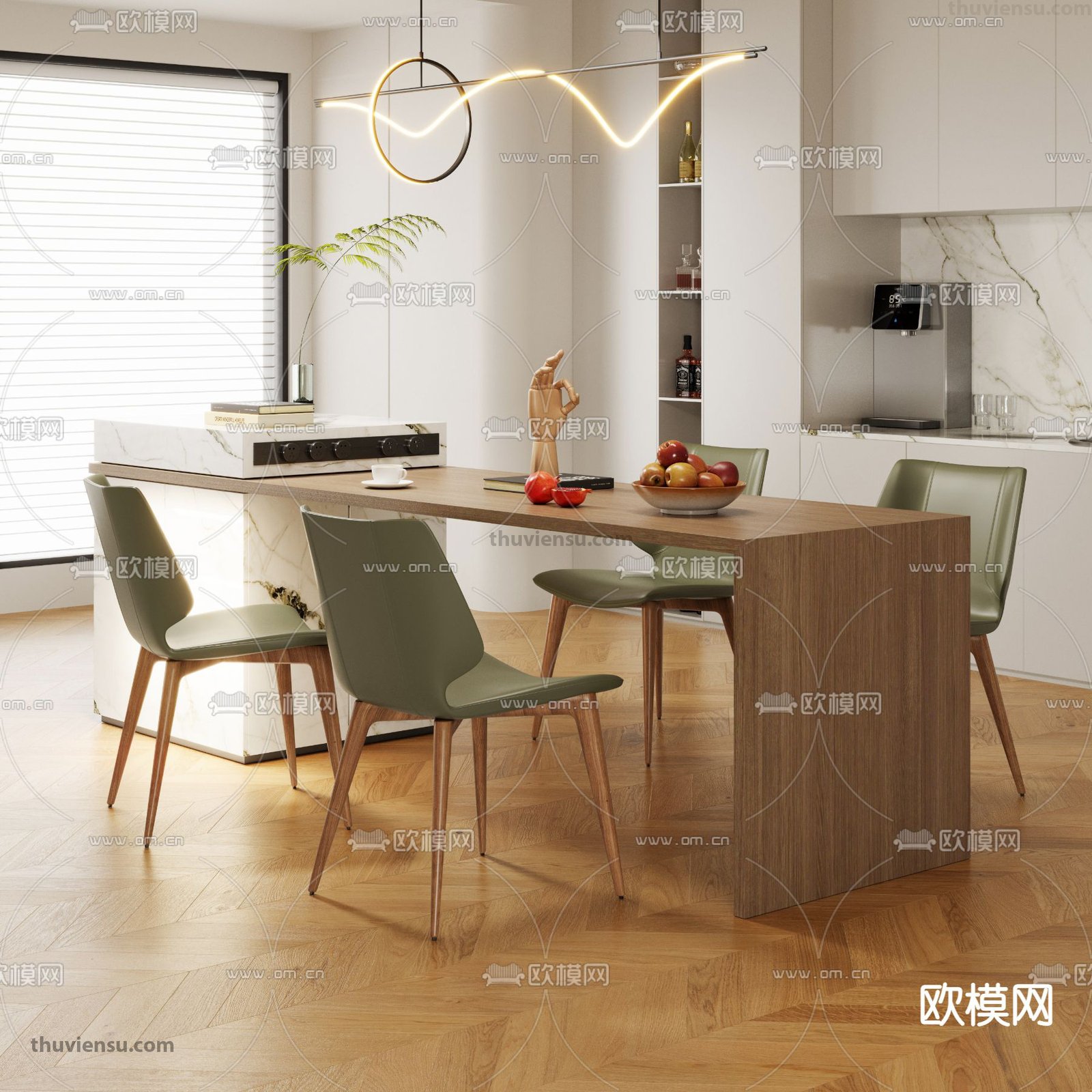SU Table + Chair-14131903-SU - Thư Viện KTS