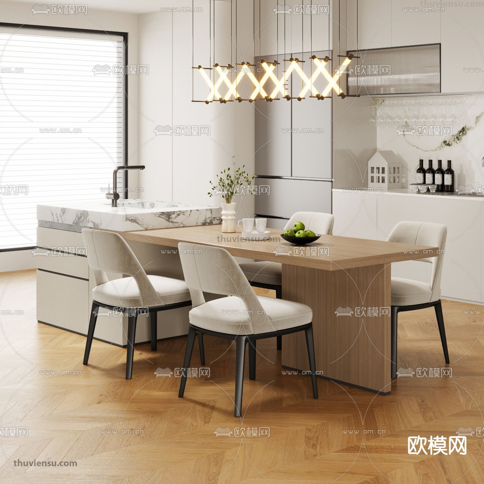 SU Table + Chair-14131904-SU - Thư Viện KTS